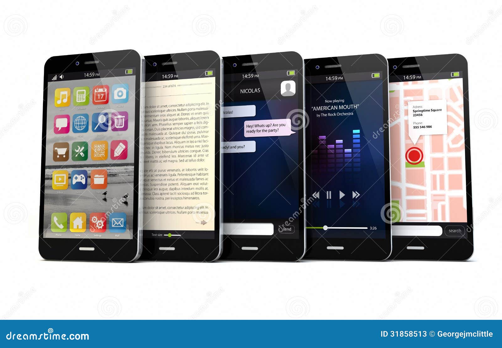 Five Smart Phones Stock Image | CartoonDealer.com #31894705