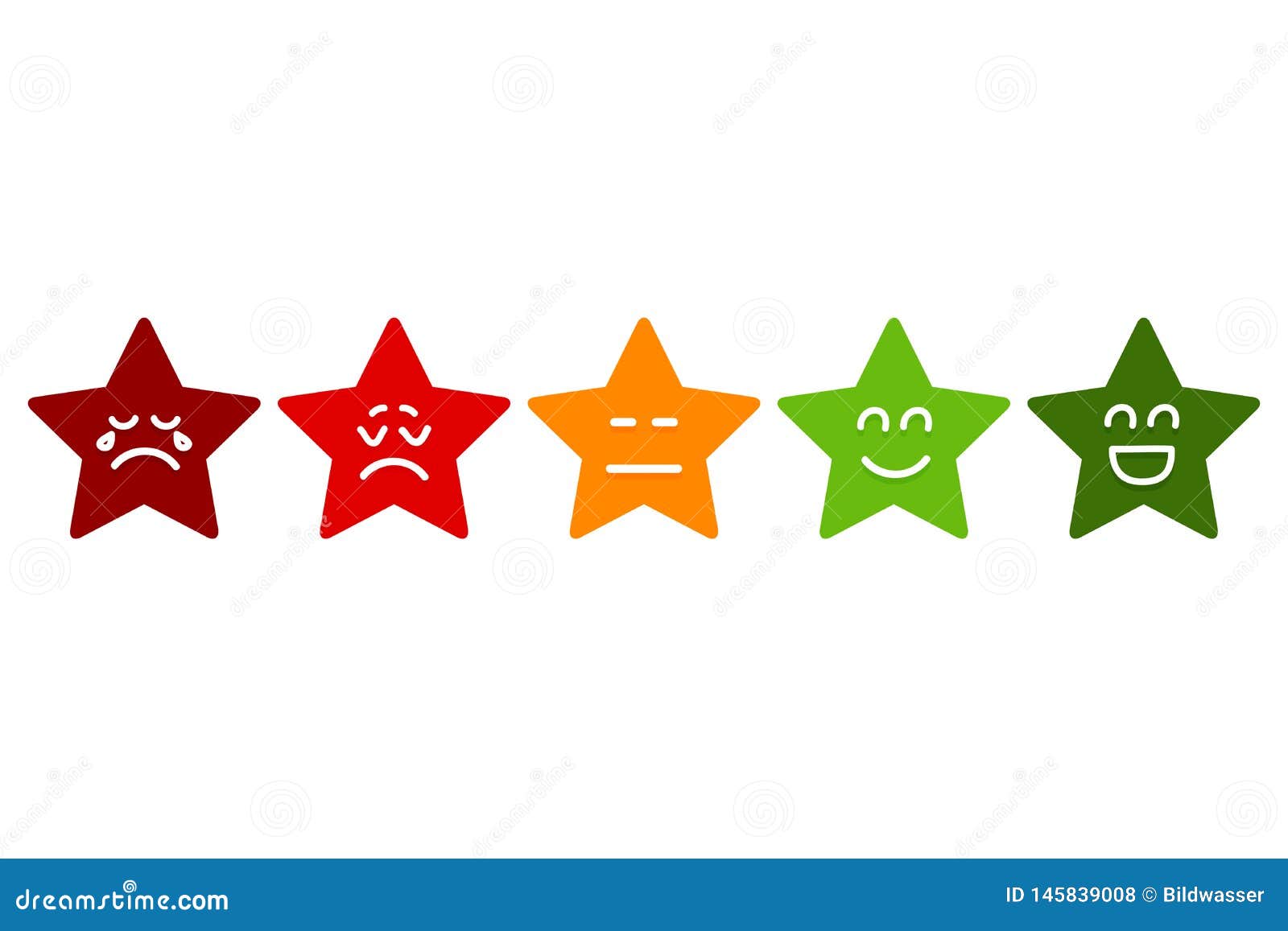 Five Smilies Stars Rating. Emoticons Stock Vector Stock Vector ...