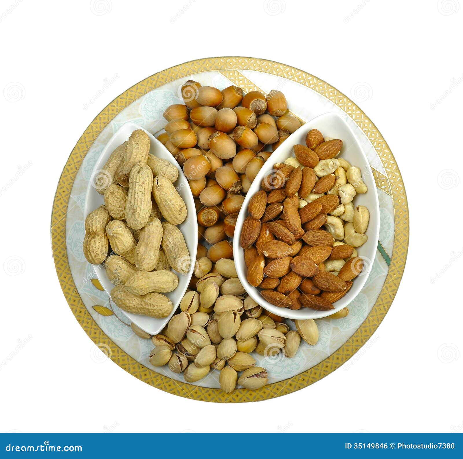 Five Sorts of Nuts in Plate Stock Photo - Image of almond, nature: 35149846