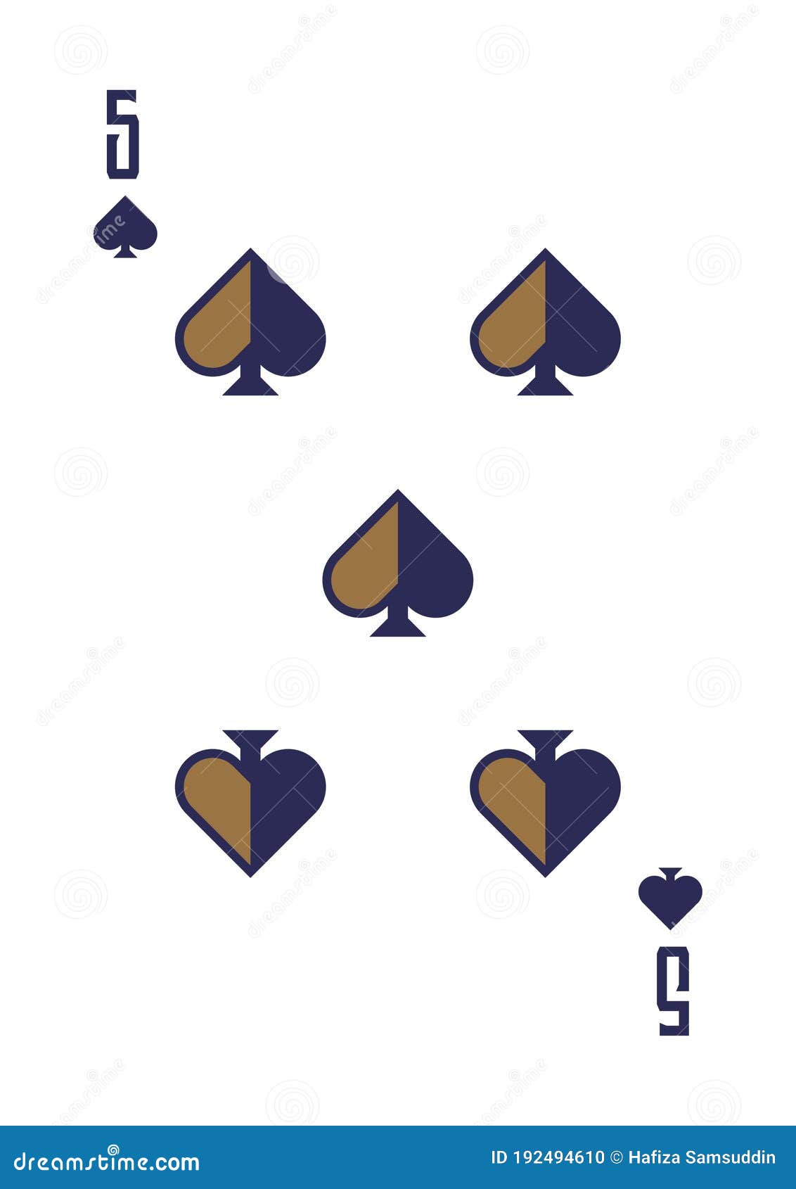 Five of Spades. Vector Illustration Decorative Design Stock Vector ...