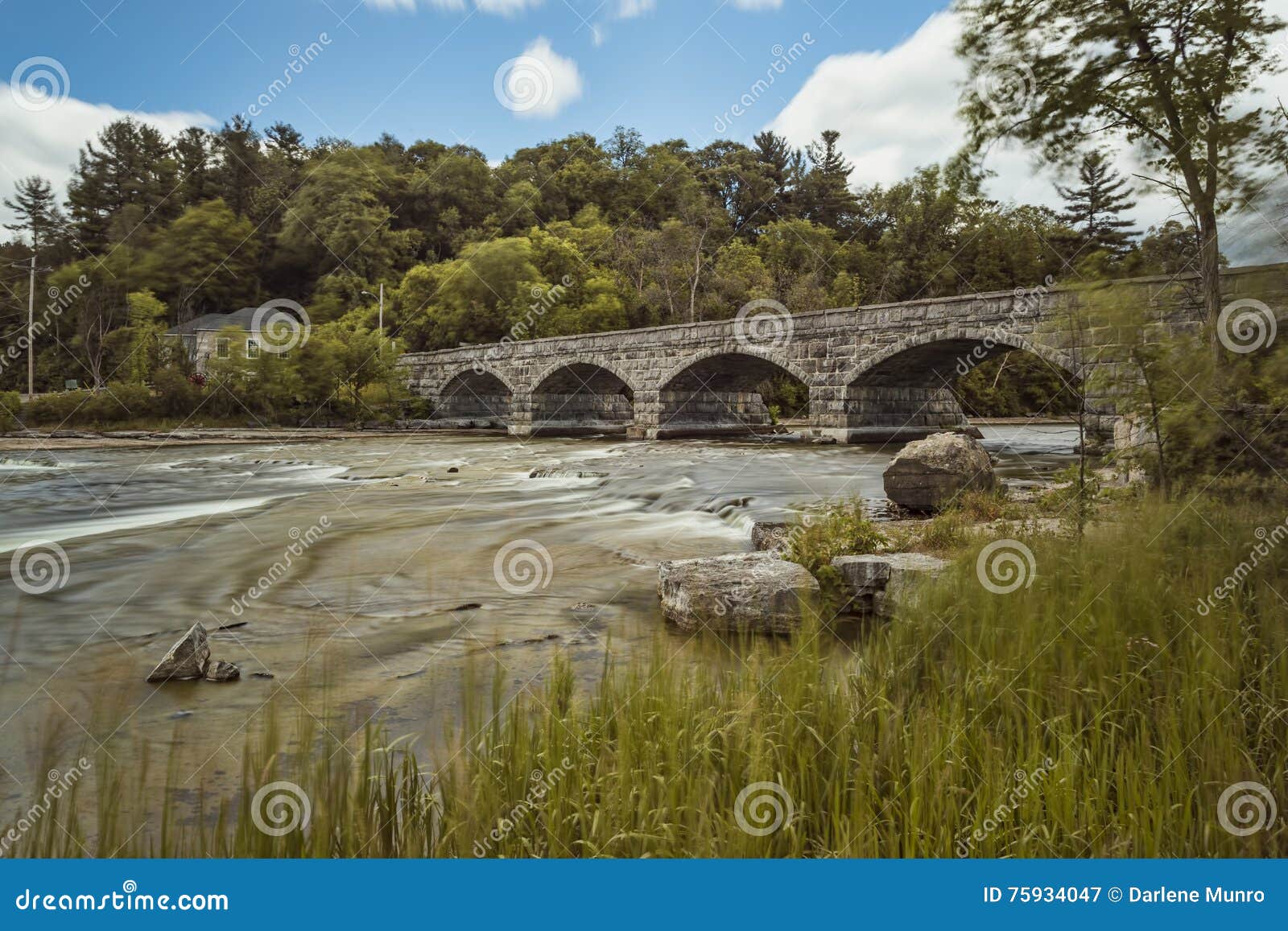 Five Span Bridge and Cascade Stock Image - Image of nature, rock: 75934047
