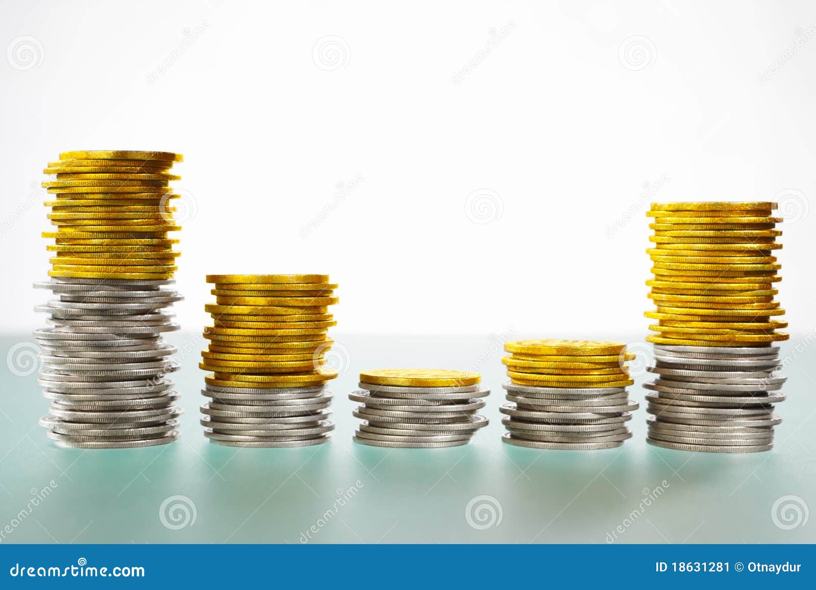 Five stacks of coins stock image. Image of pile, stack - 18631281