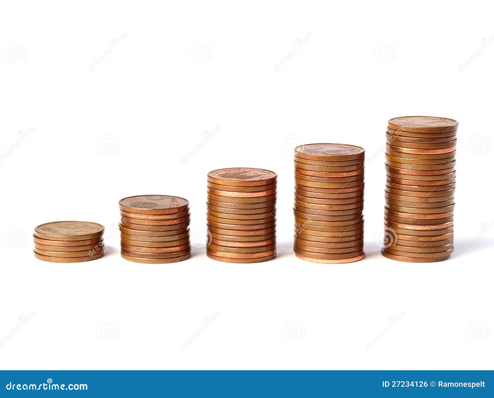 Five stacks of coins stock photo. Image of symbol, economy - 27234126