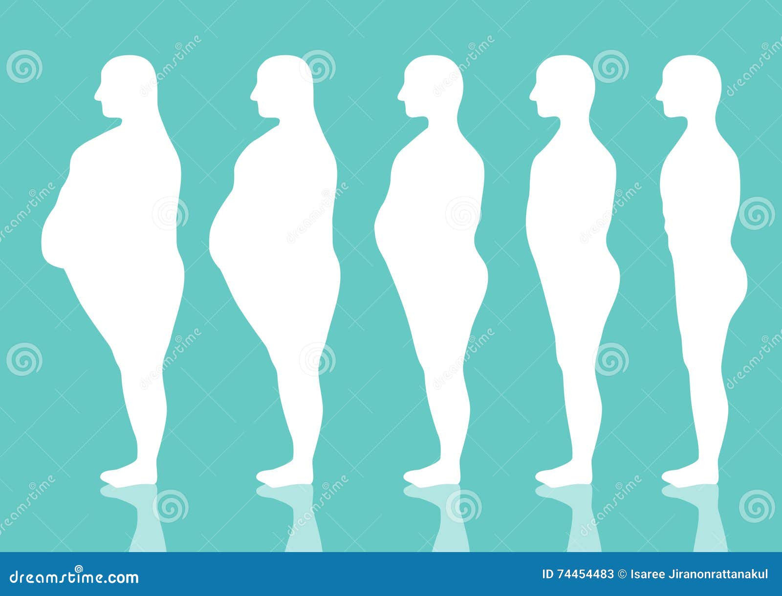 Five Stages of Silhouette Man on the Way To Lose Weight,Vector ...
