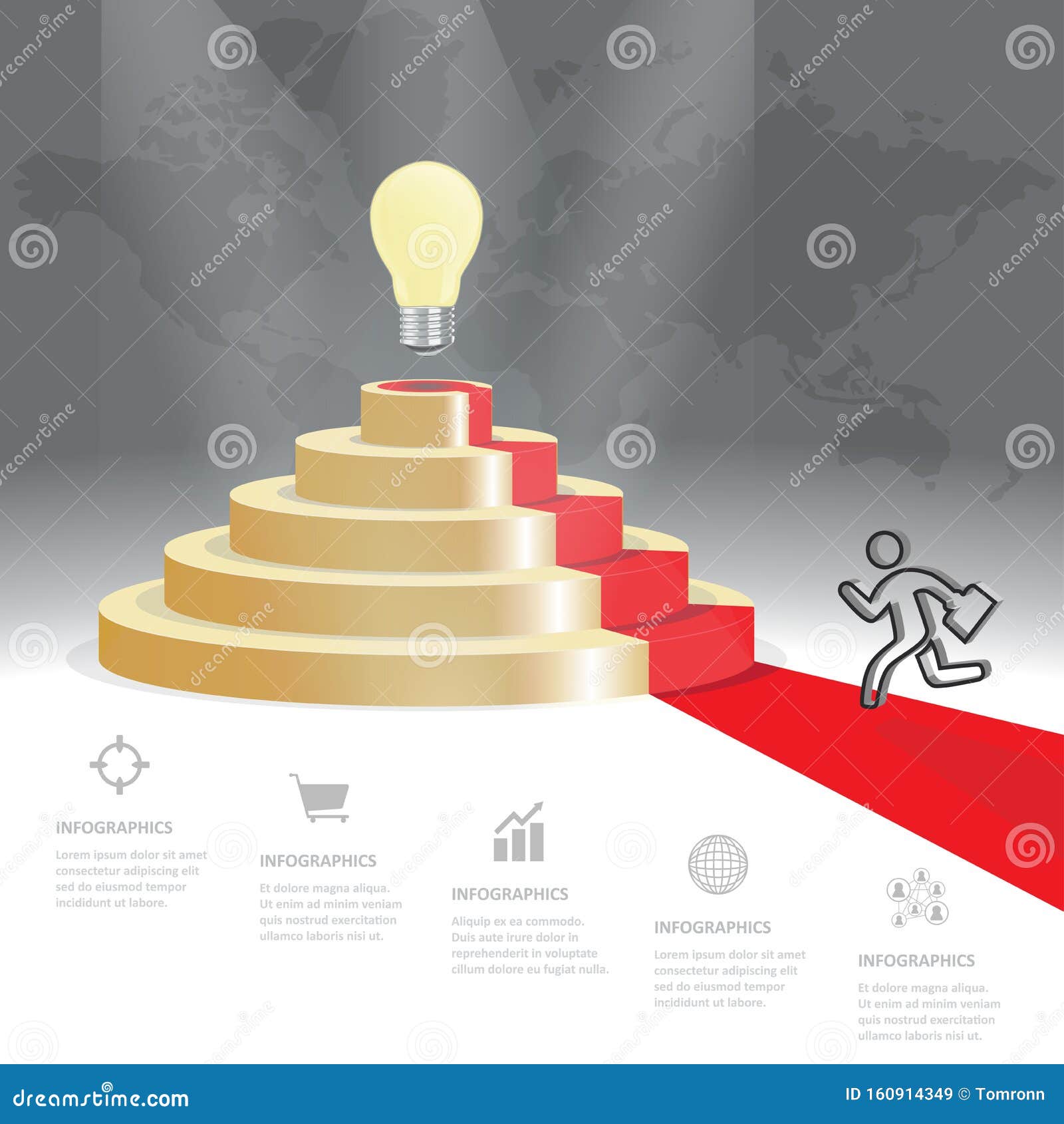 Five Staircase Strategy Steps Go To Be the Creativity, Vector ...
