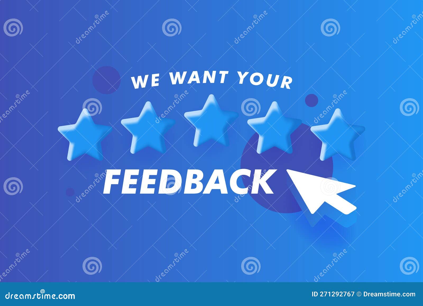 Five Star 3D Icons Ratings, 5 Star Shape With Mouse Pointer On Blue ...