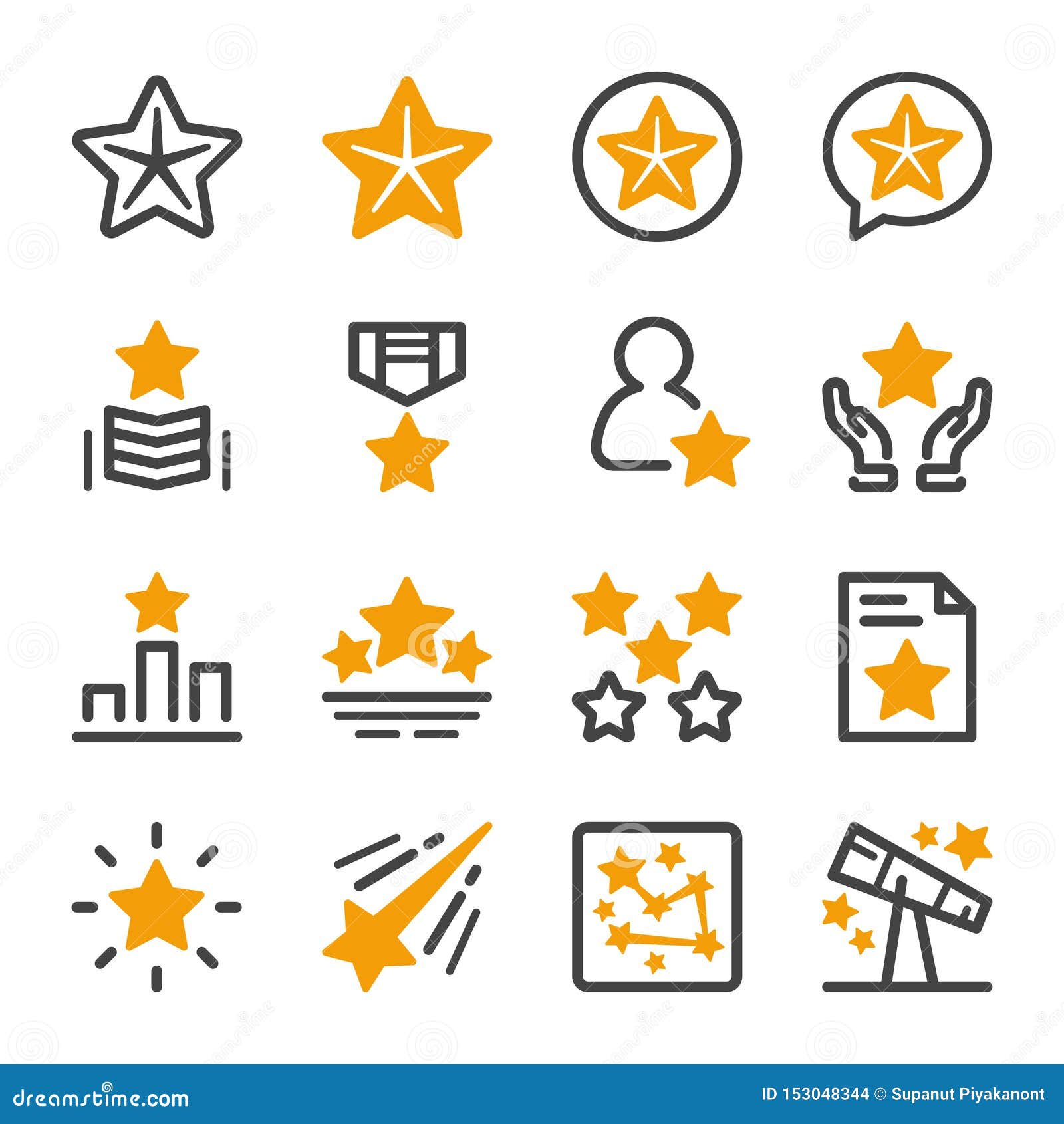 Five star icon set stock vector. Illustration of falling - 153048344