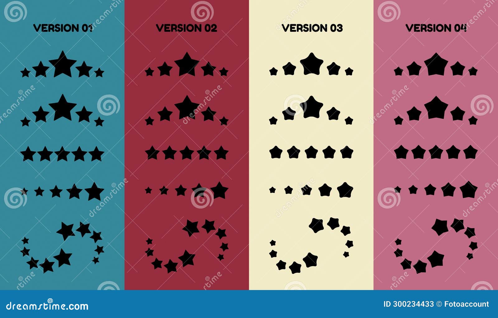 Five Star Icons Set - Different Vector Illustrations Isolated on ...