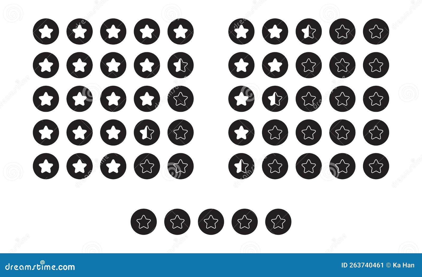 Five-star Rating Button Icon Vector Isolated on Circle Background Stock ...