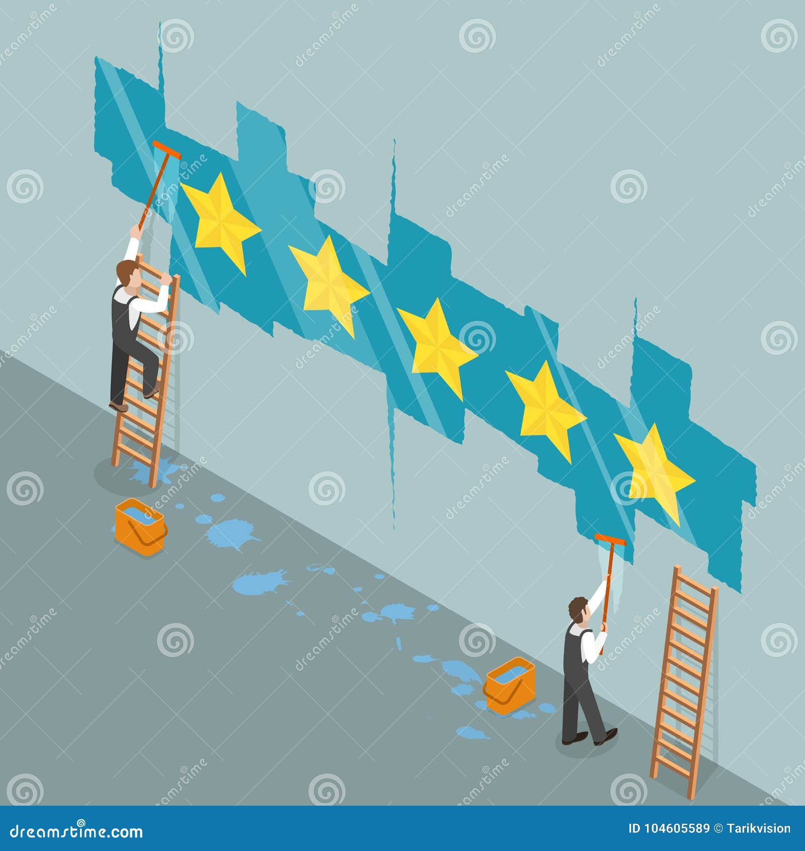Five Star Rating Flat Isometric Vector Concept Stock Vector ...