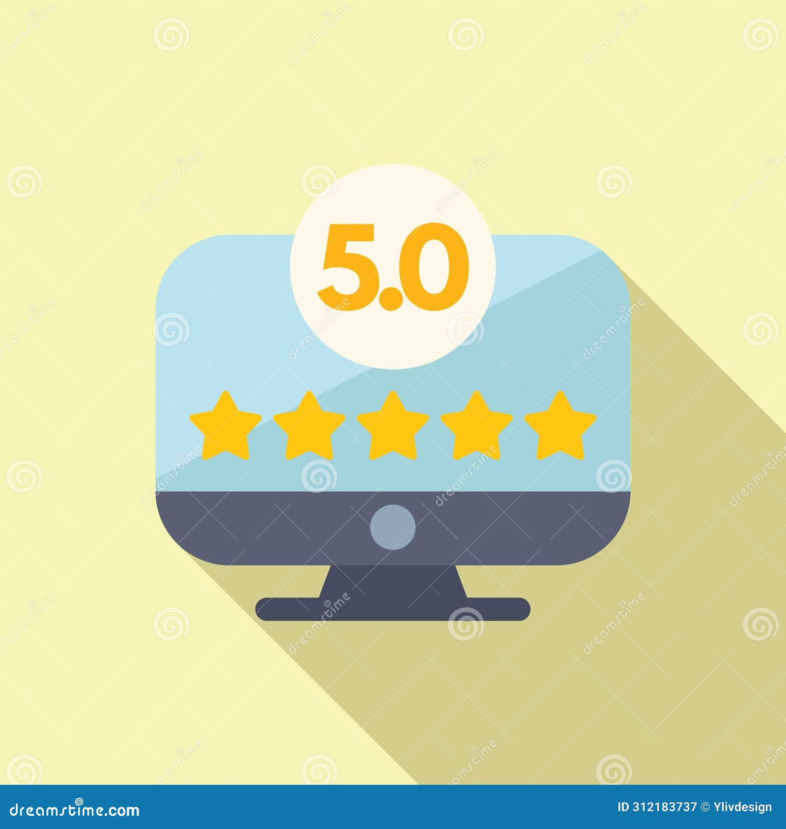 Five Star Rating Online Icon Flat Vector. Button Star Patron Stock ...