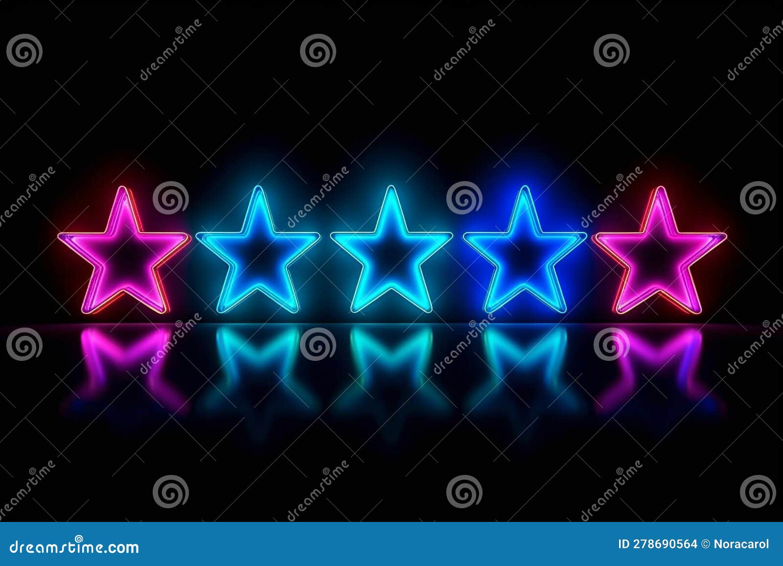 Five Star Rating Symbol with Neon Light Effect Generative Ai Stock ...