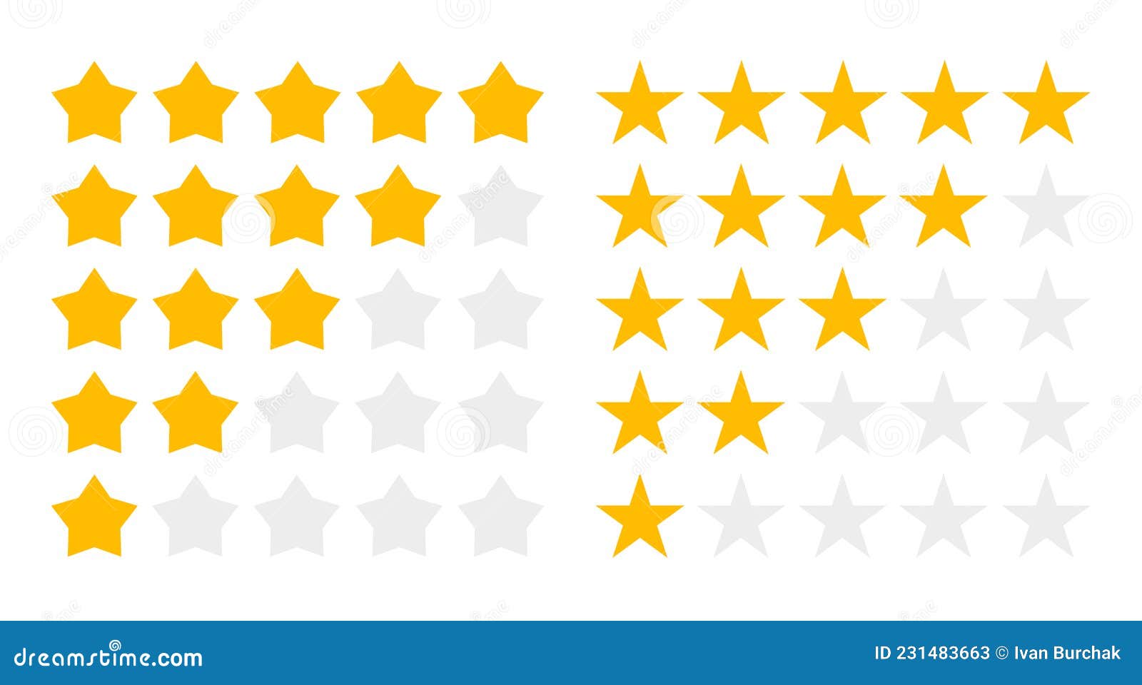 Five Star Rating Template. Flat Vector Illustration Stock Vector ...
