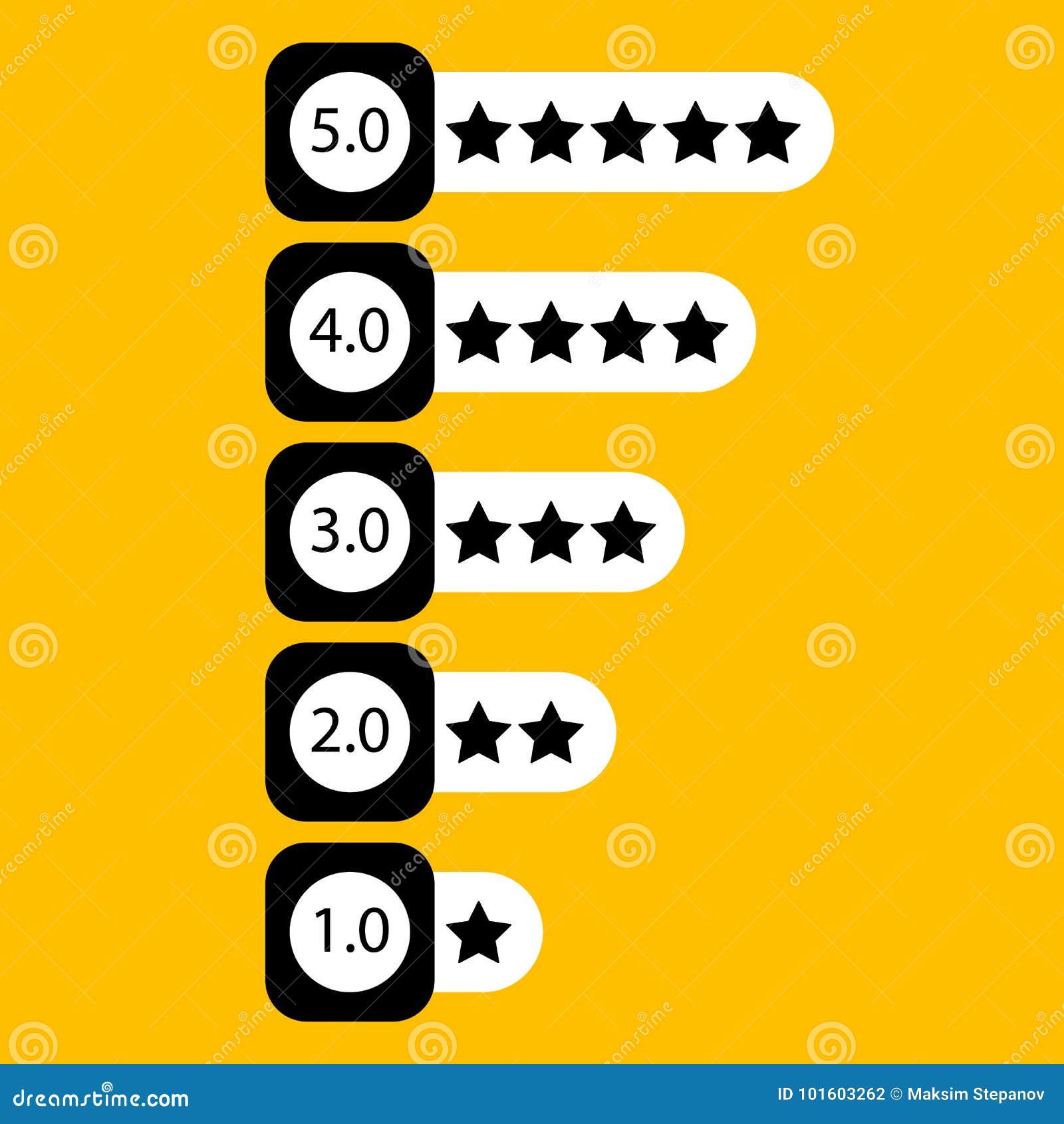 Five Star Rating for Web or App. Buttons for Sites Stock Vector ...