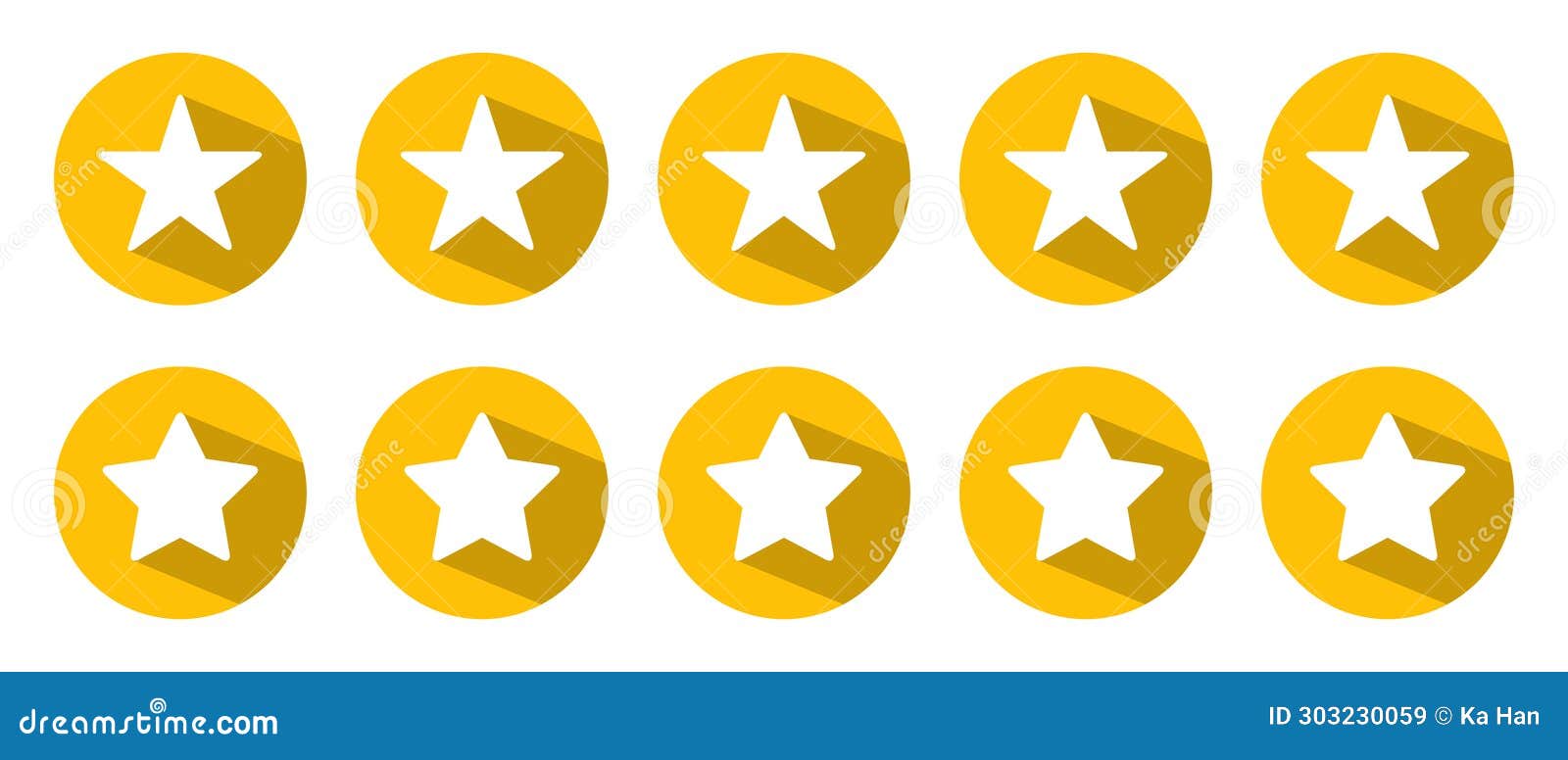 Five Star Review Icon Vector with Long Shadow. Customer Satisfaction ...