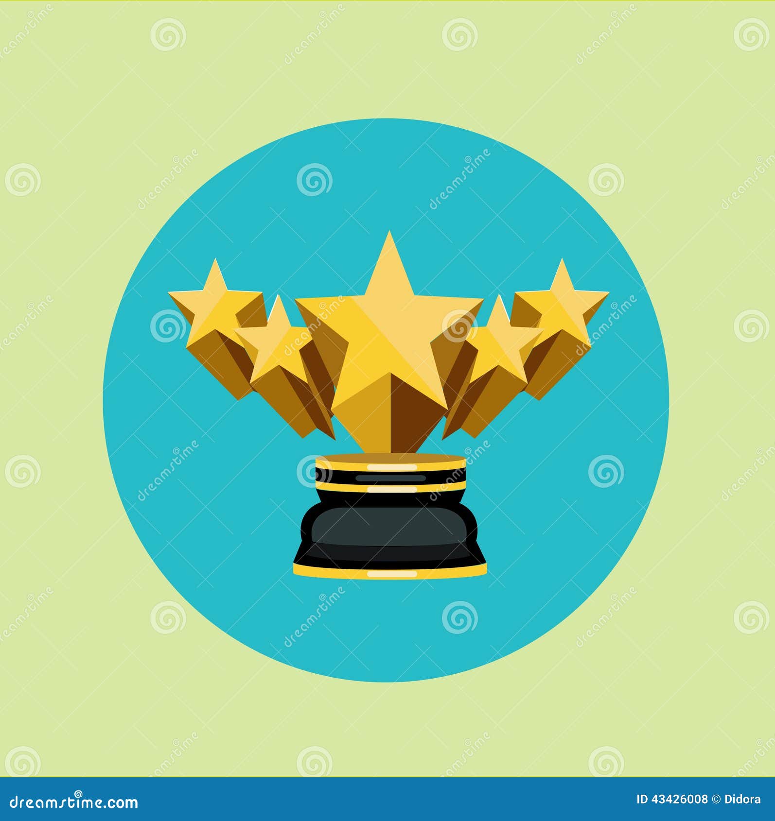 Five Stars Golden Trophy on Colored Background Stock Illustration ...