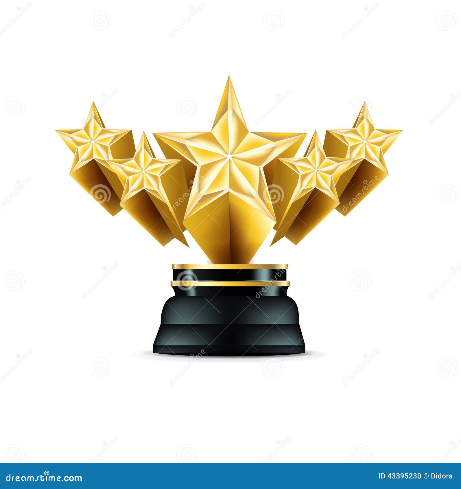 Five Stars Golden Trophy Isolated on White Stock Vector - Illustration ...