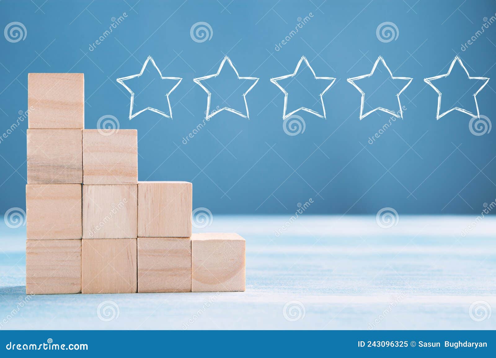 Five Stars for Grading and a Graph for from Cubes Stock Image - Image ...