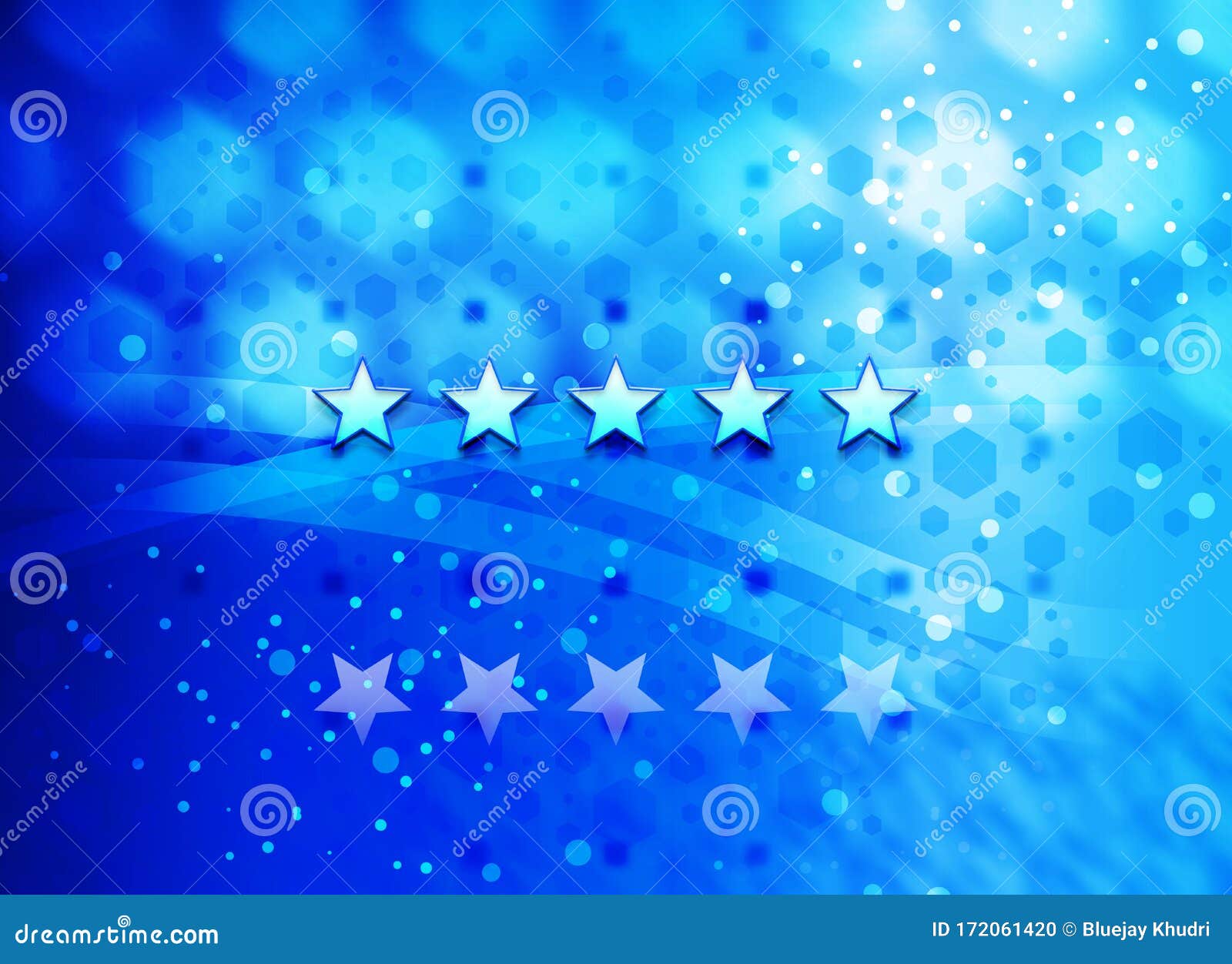 Five Stars Rating Icon Abstract Light Cyan Blue Hexagon Pattern ...