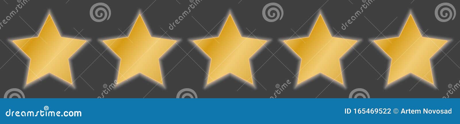 Five Stars in a Row. Gold Gradient Fill. Isolated Vector on a Gray ...