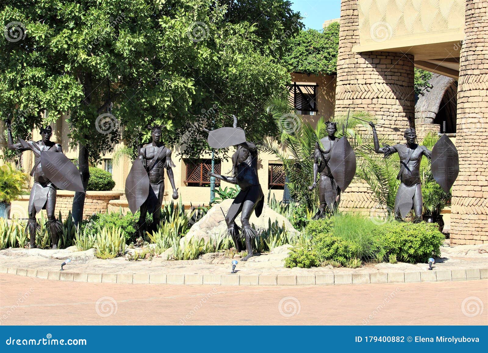 Five statues of warriors stock photo. Image of culture - 179400882