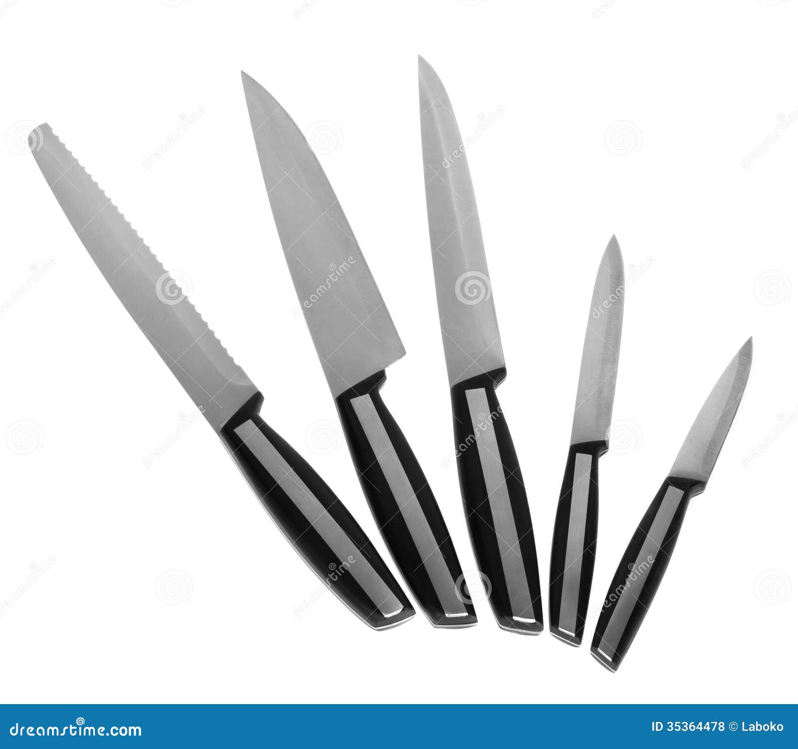 Five steel kitchen knives stock photo. Image of chefs - 35364478