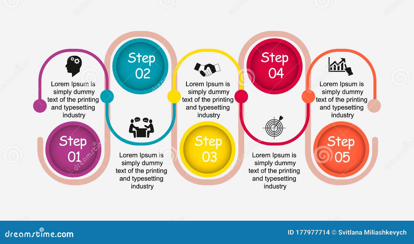 Five step infographic editorial stock image. Illustration of icons ...