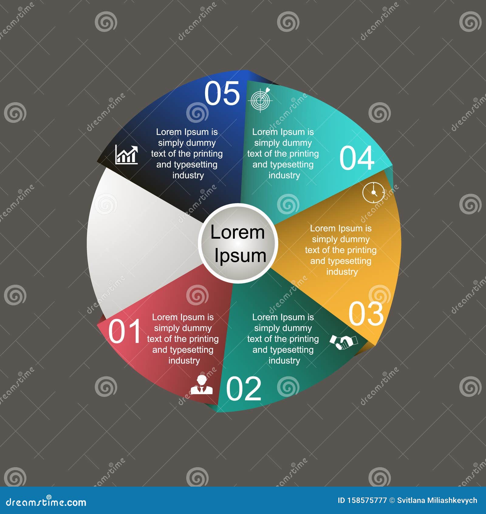 Five-step Infographic with Text Stock Illustration - Illustration of ...