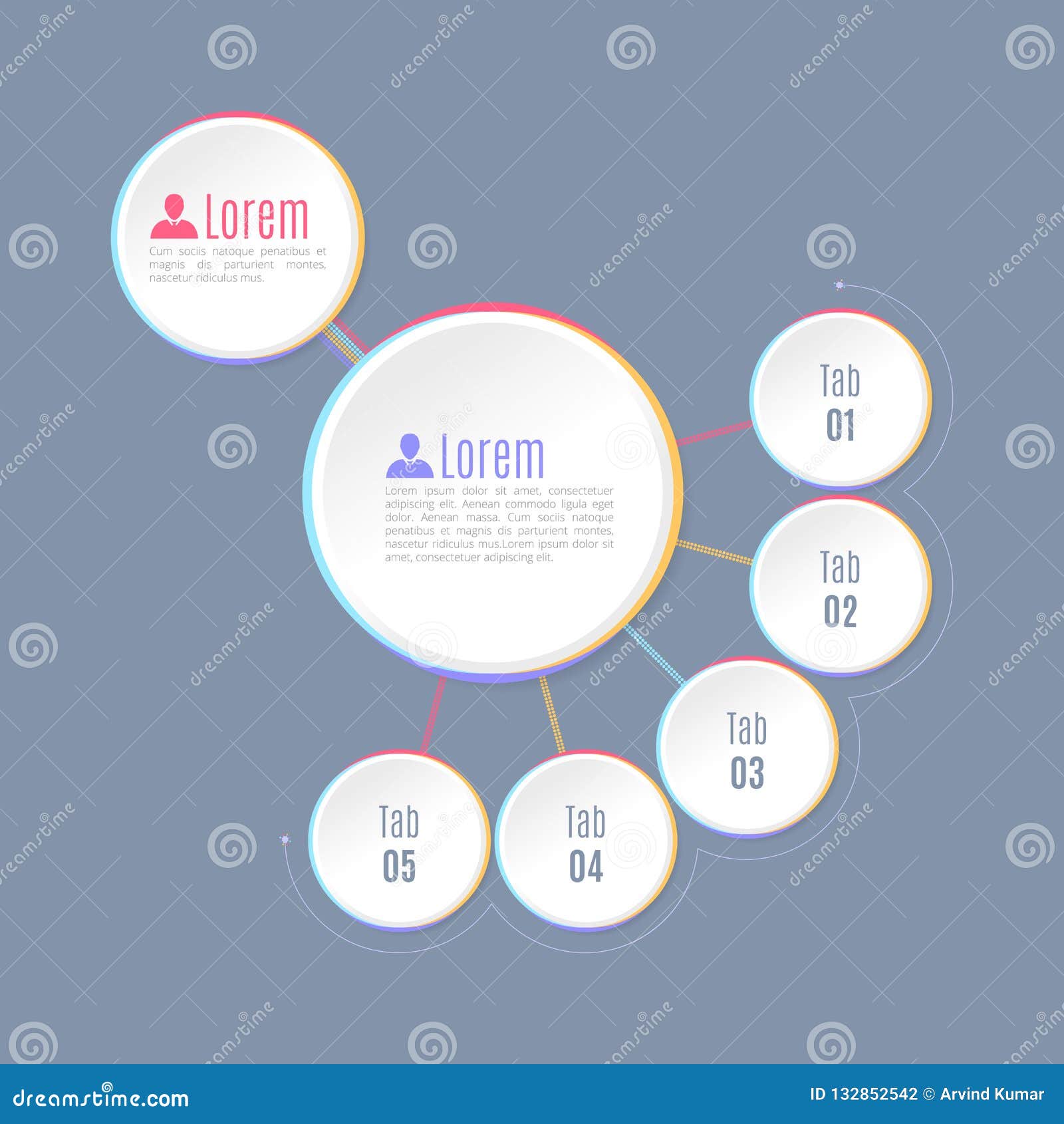 Five Step Infographics, Circular Shapes, Multi Level Hierarchy ...