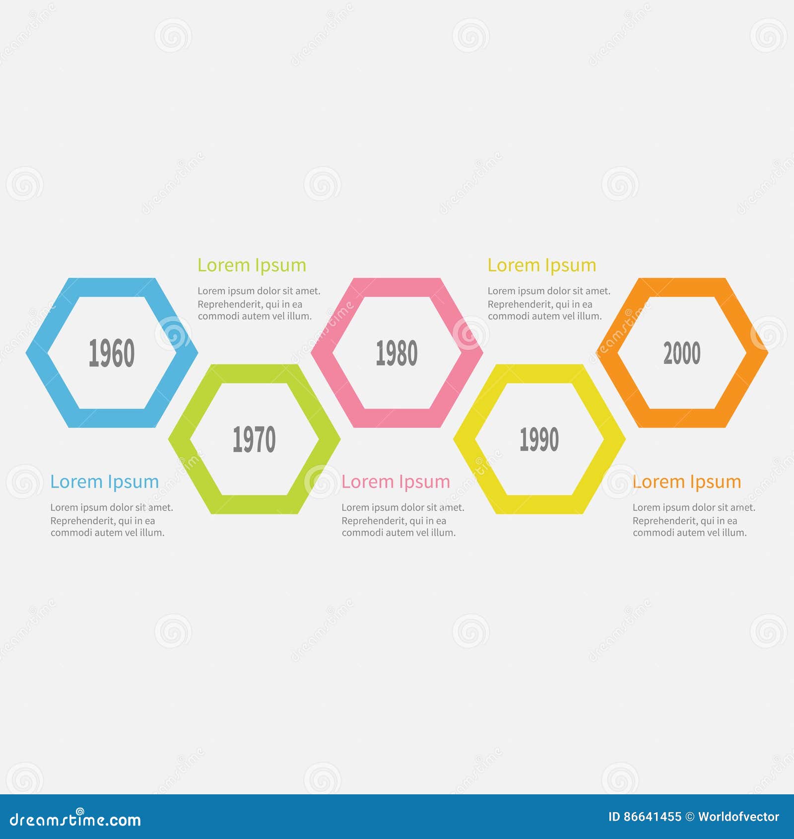 Five Step Timeline Infographic. Colorful Big Polygon Segment. Template ...
