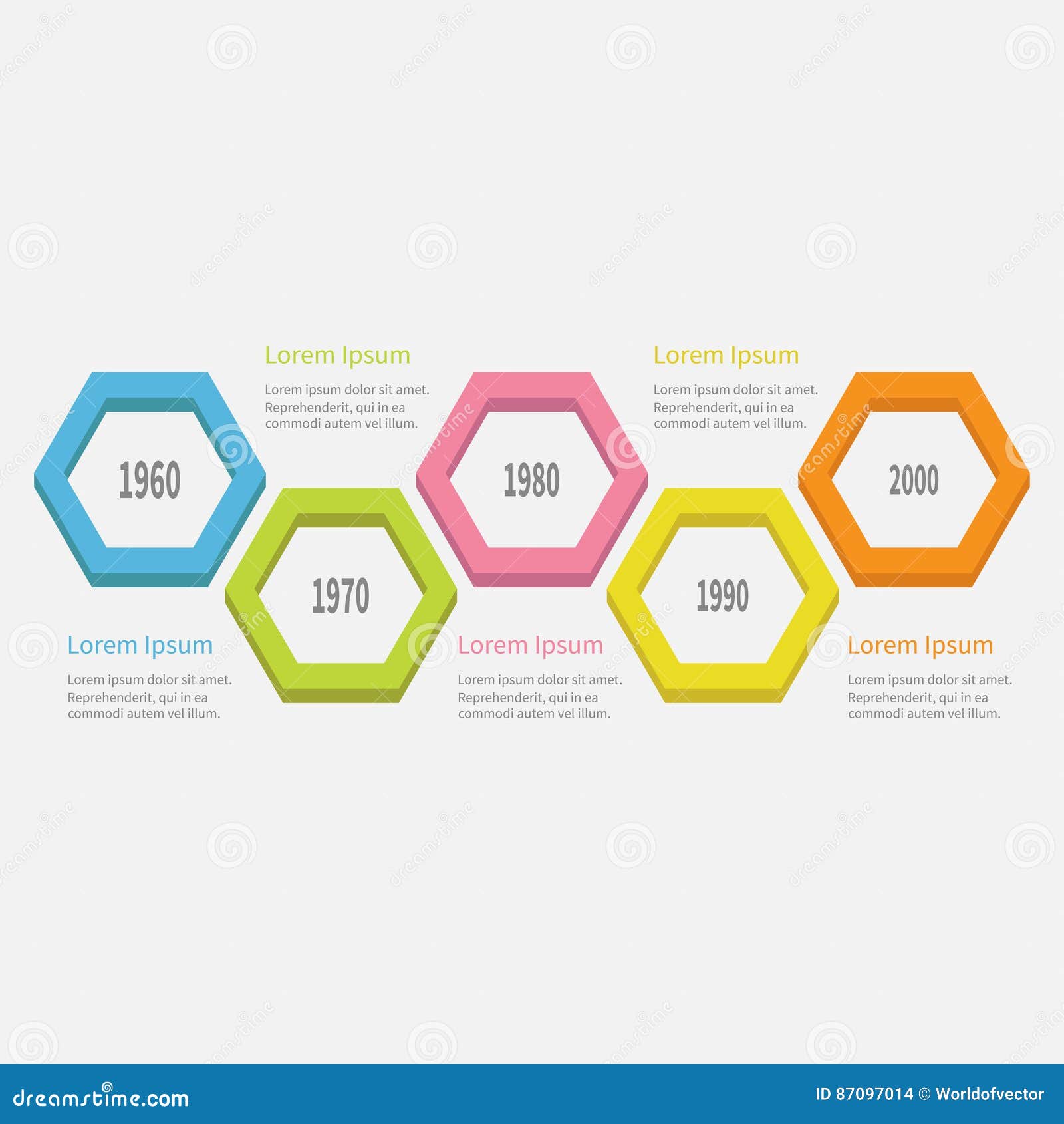 Five Step Timeline Infographic. Colorful 3D Big Polygon Segment ...