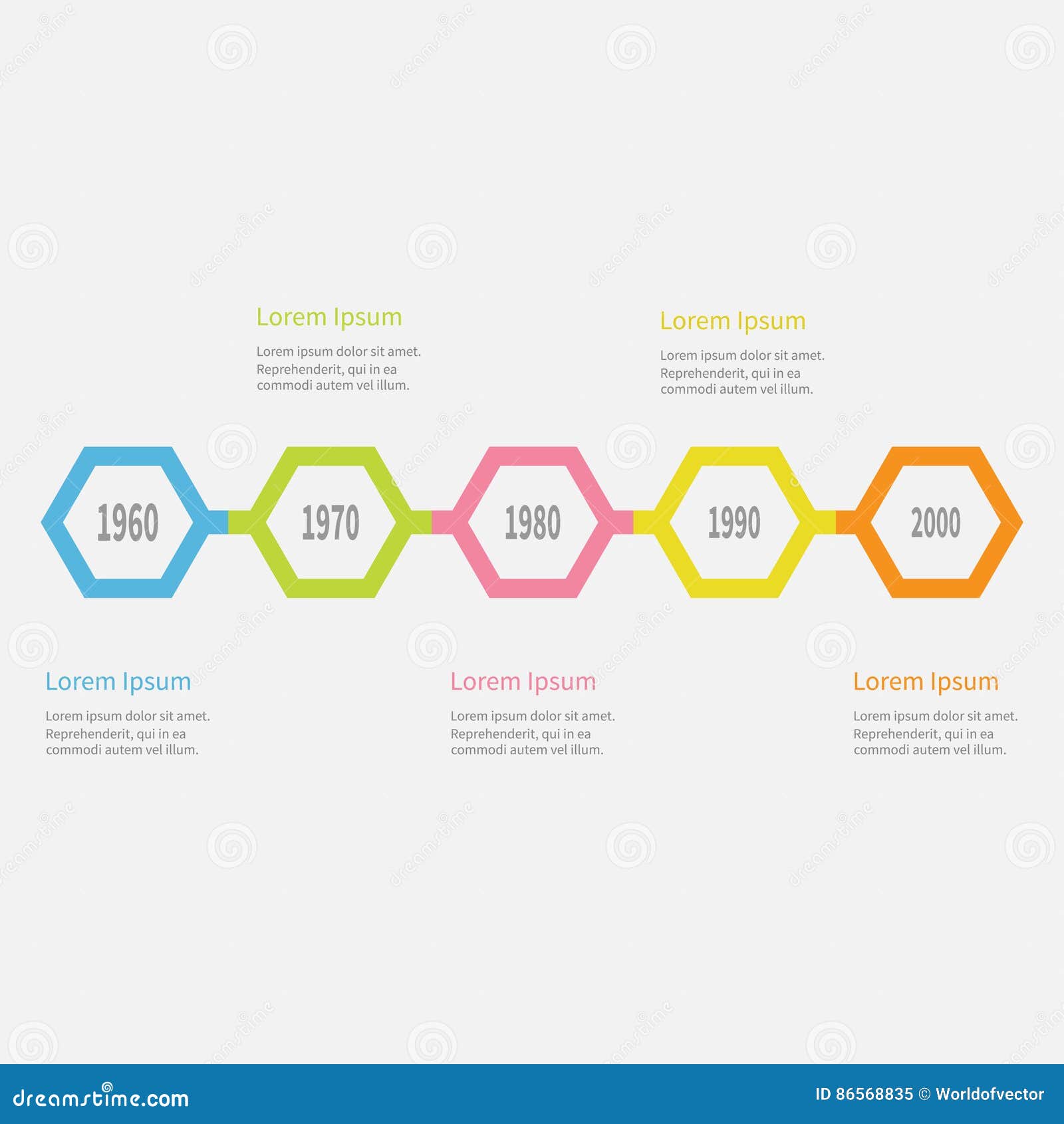Five Step Timeline Infographic. Colorful Polygon Line Segment. Template ...