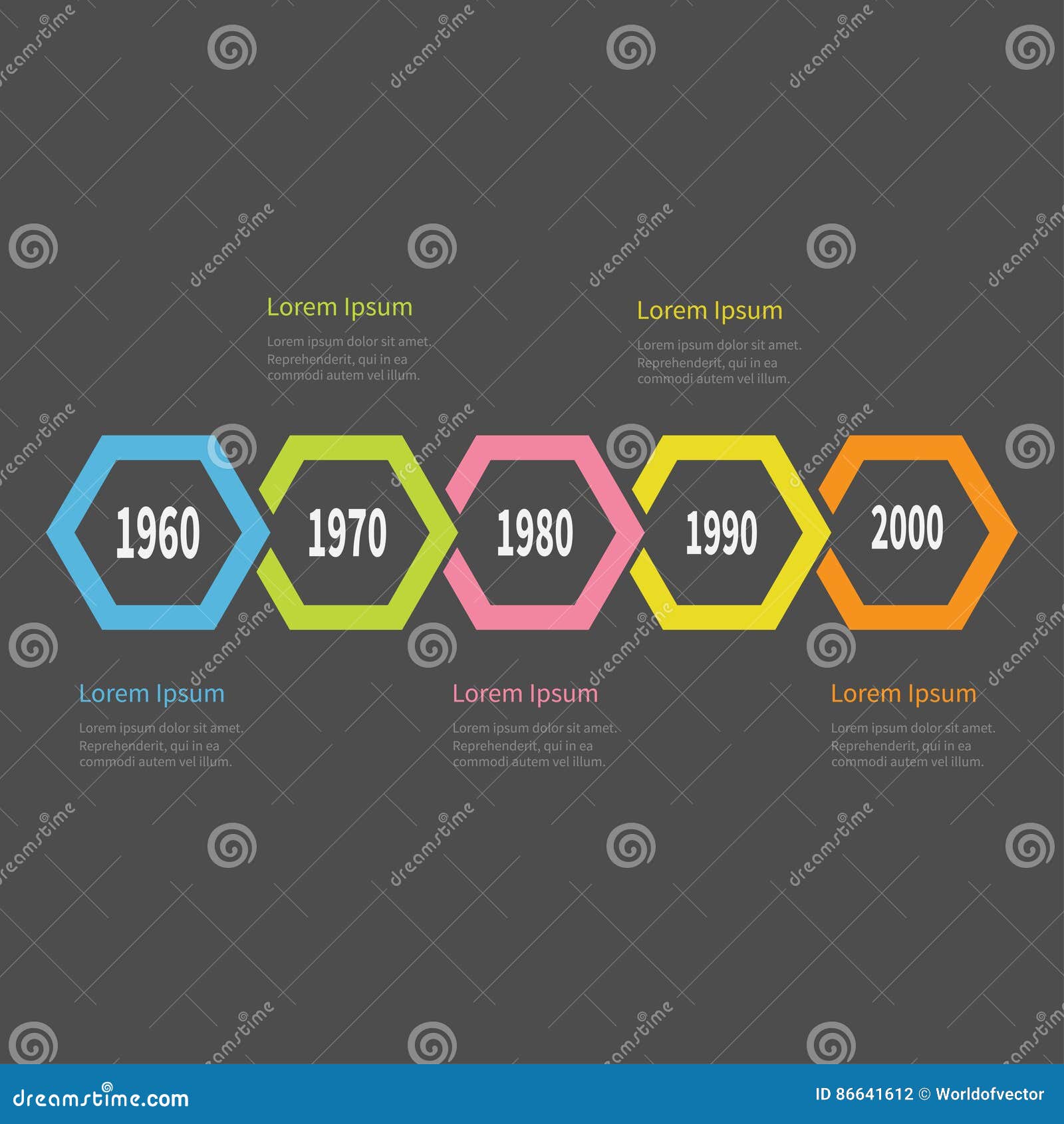 Five Step Timeline Infographic. Colorful Polygon Line Segment. Text ...