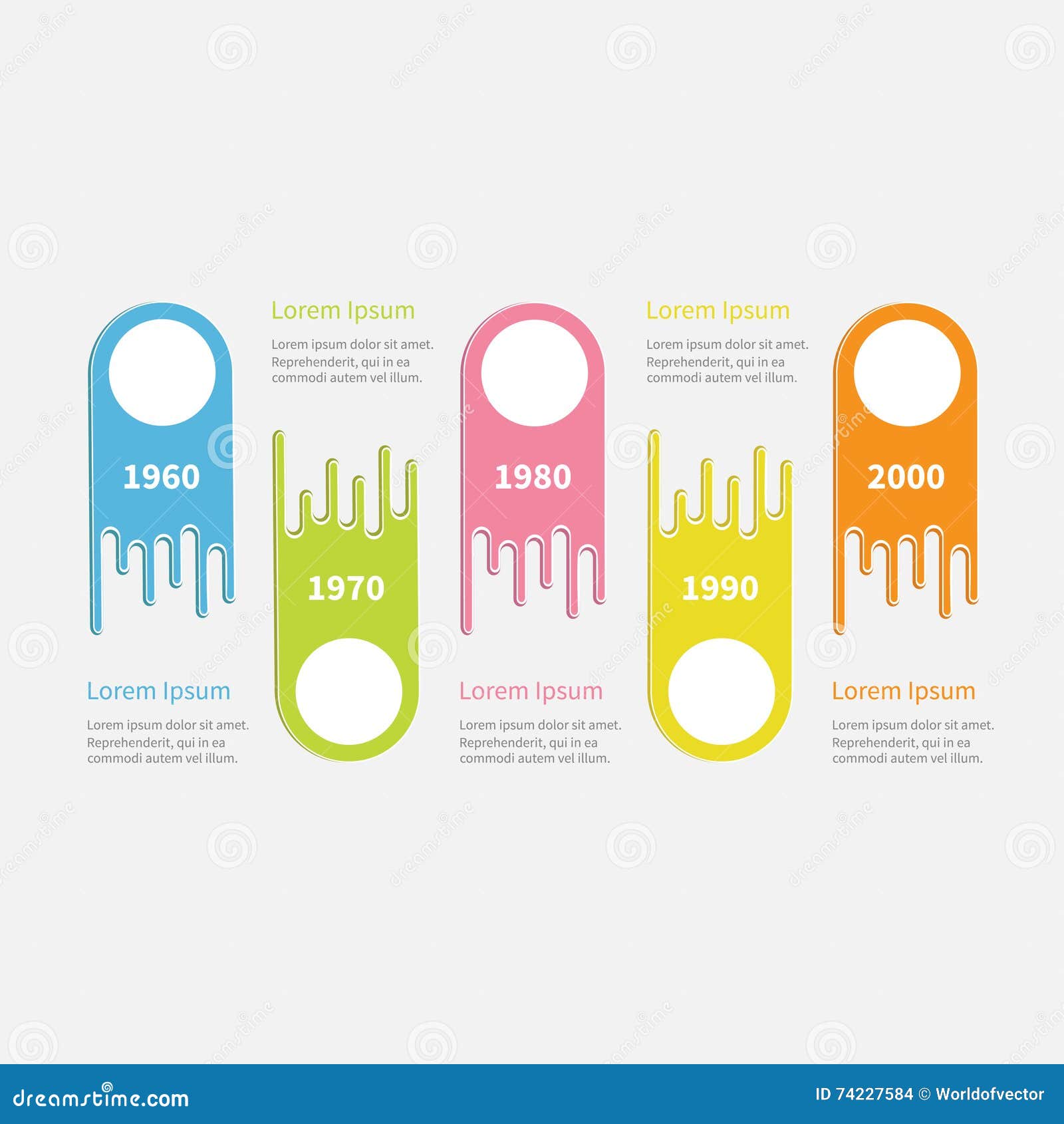 Five Step Timeline Infographic. Colorful Up Down Comet Shape with ...