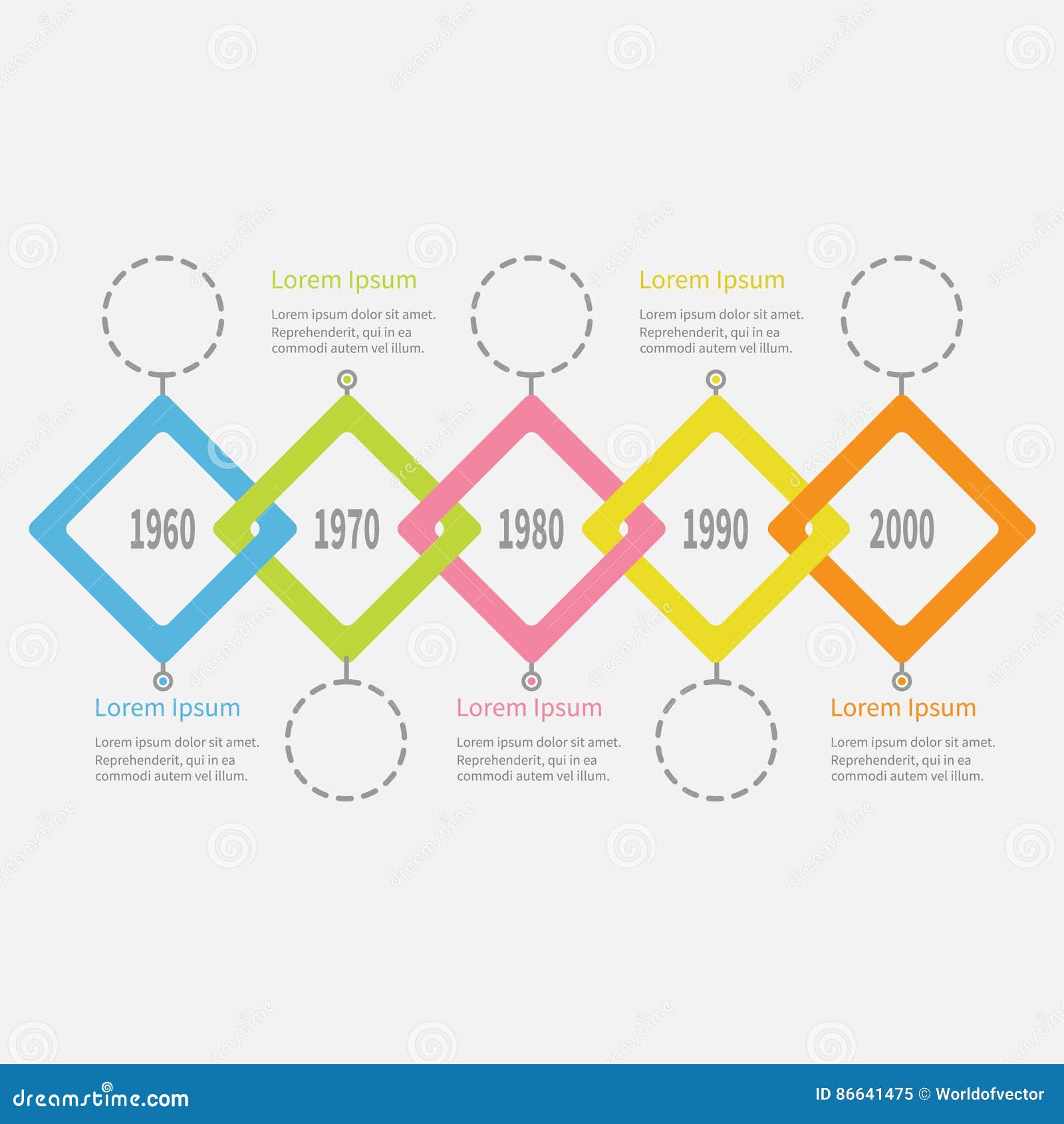 Five Step Timeline Infographic. Dash Line Round Circle. Colorful Big ...
