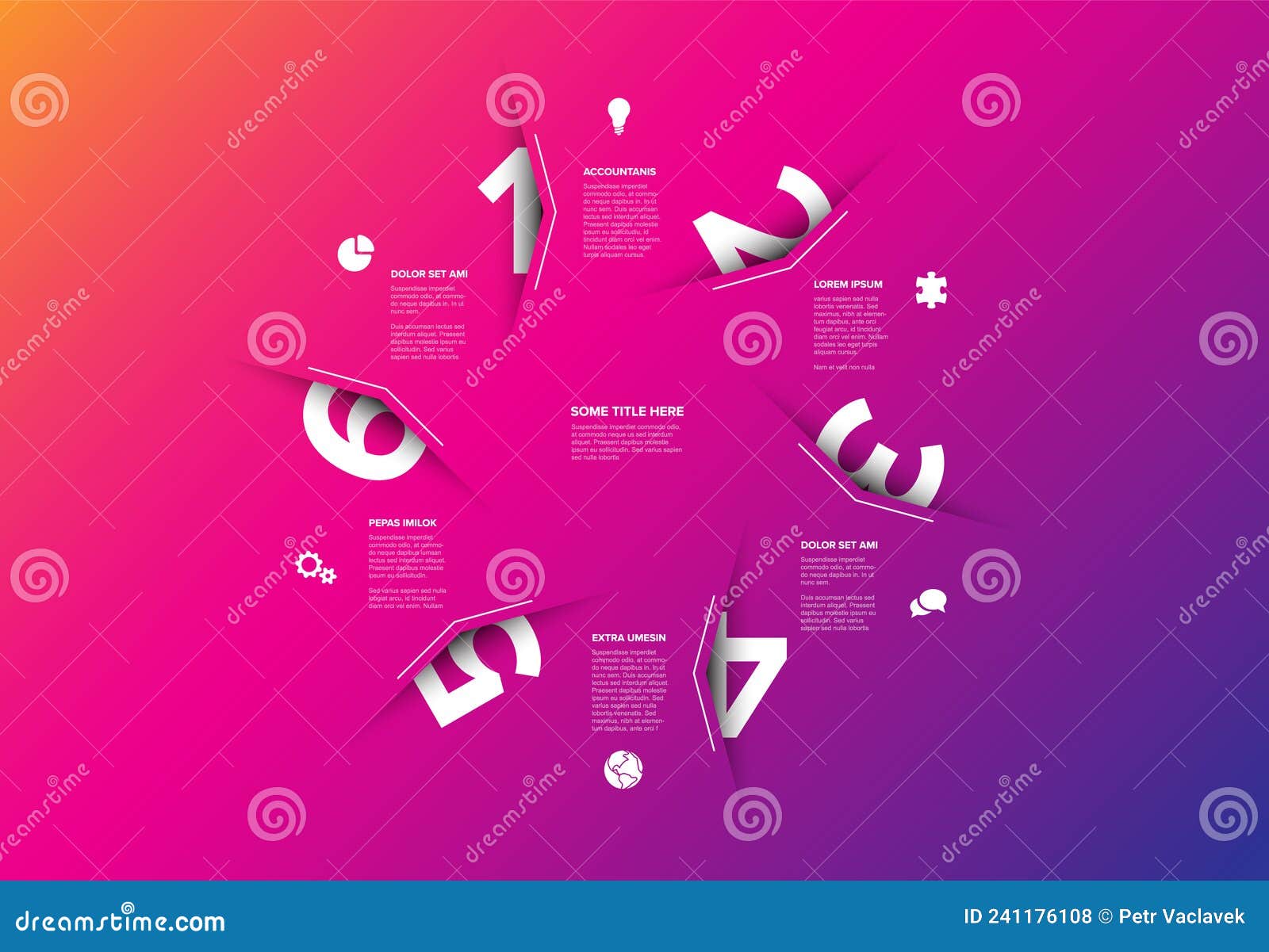 Five Steps Cycle Diagram Schema Template Vector Illustration ...