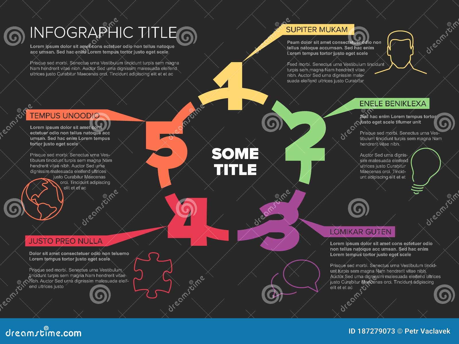 Five Steps Cycle Template Infographic Stock Vector - Illustration of ...