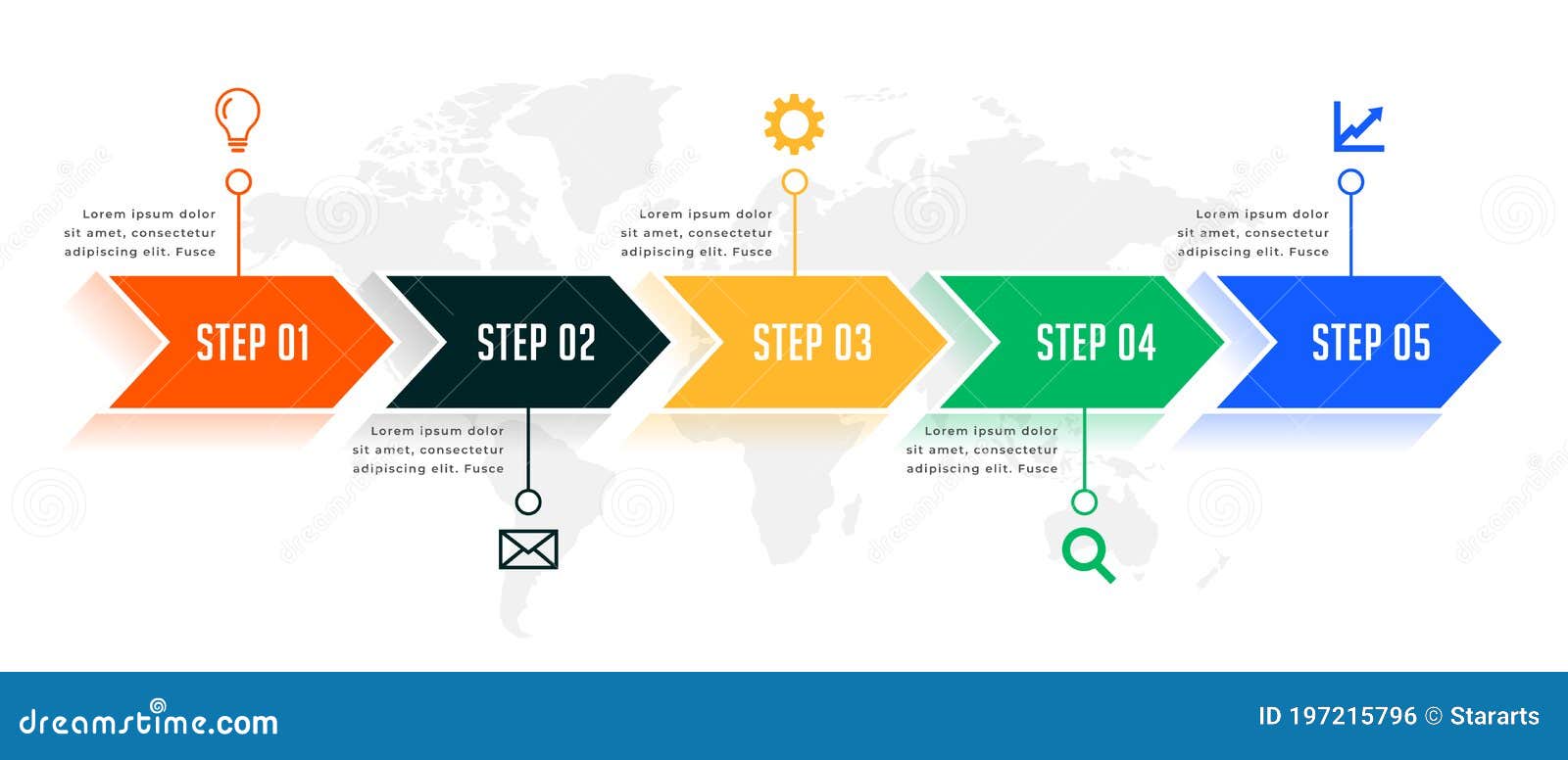 Five Steps Directional Timeline Infographic Template Design Stock ...