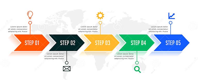 Five Steps Directional Timeline Infographic Template Design Stock ...