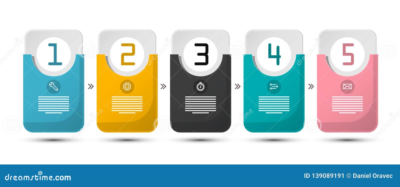 Five Steps Infographic Layout. Labels Set with Numbers and Sample Text ...