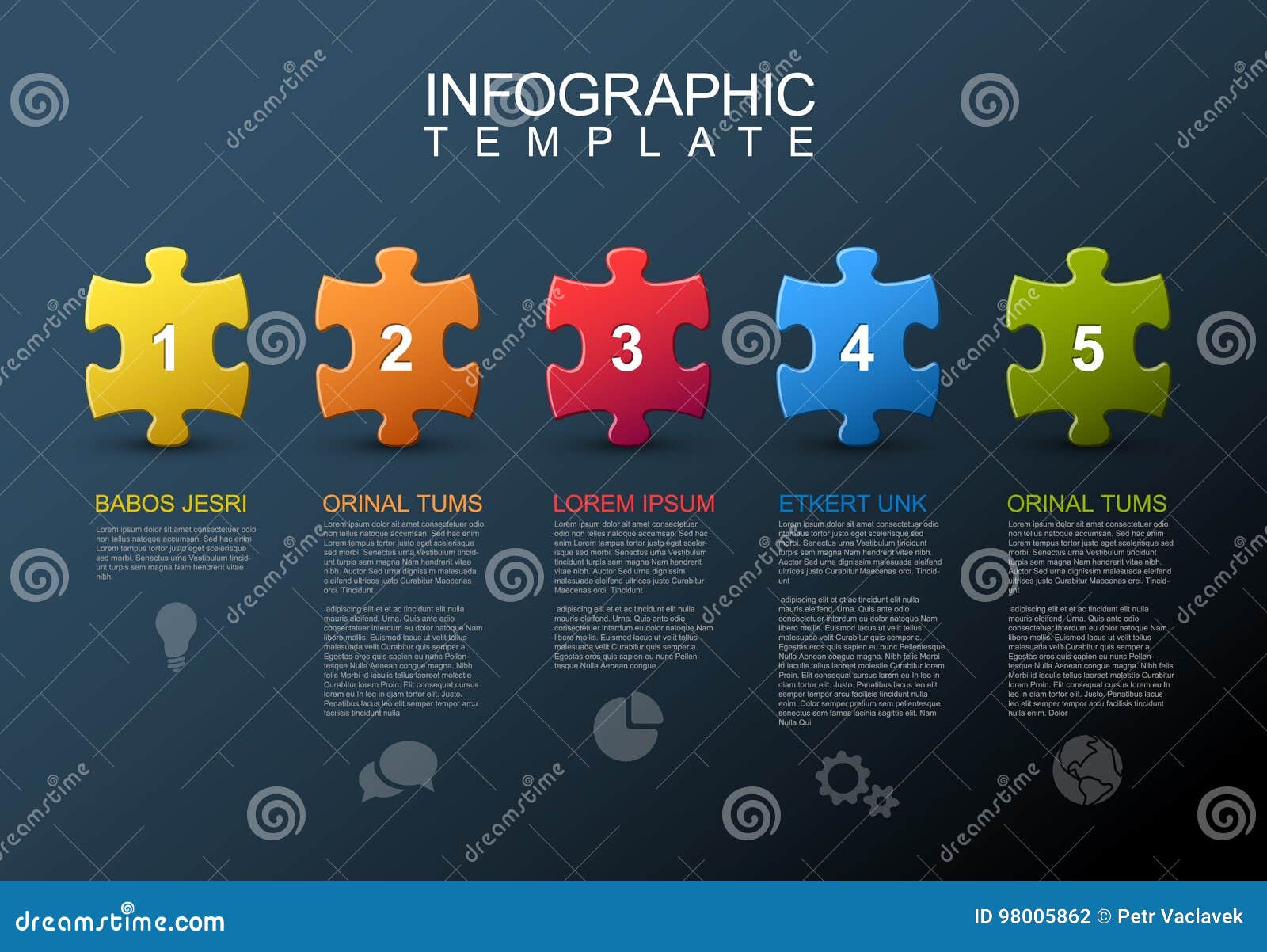 Five Steps Infographic with Puzzle Pieces Stock Vector - Illustration ...
