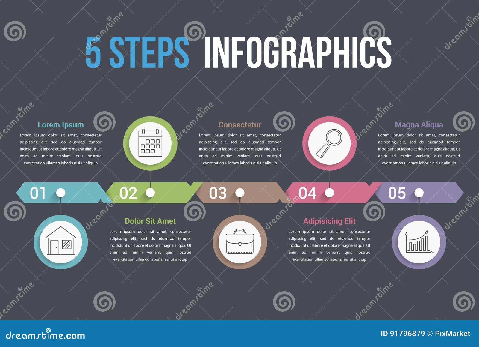Five Steps Infographics stock vector. Illustration of five - 91796879