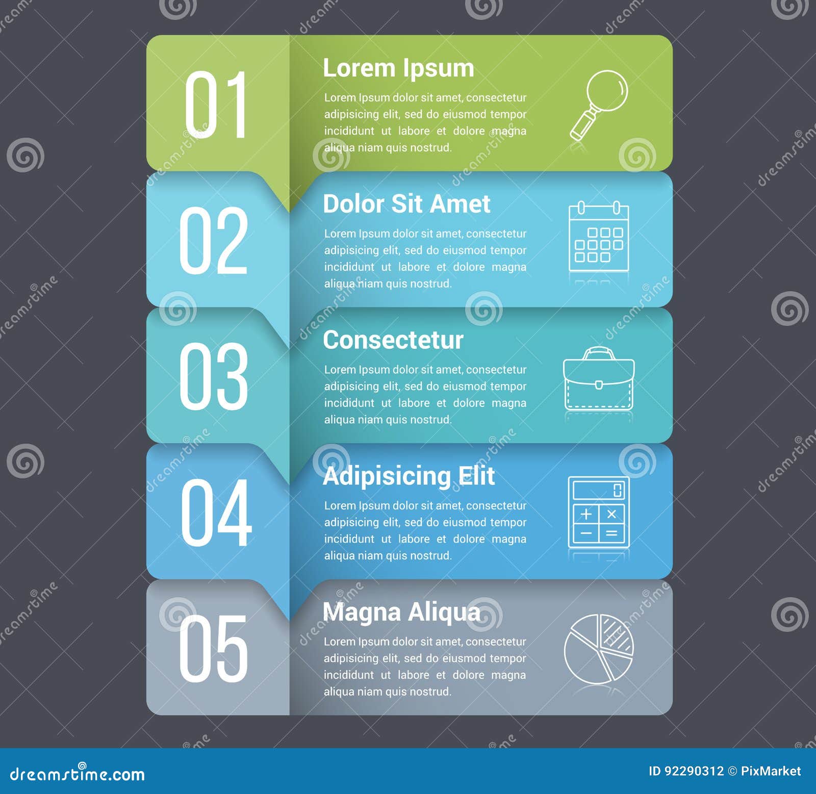 Five Steps Infographics stock vector. Illustration of business - 92290312