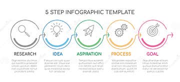 Five steps line chart stock vector. Illustration of outline - 243713617