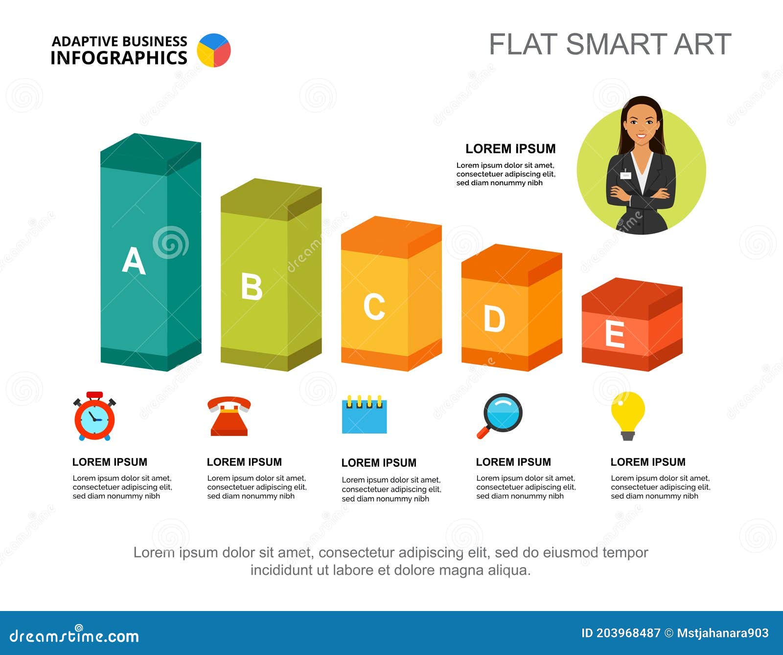 Five Steps Plan Process Chart Template for Presentation Stock Vector ...