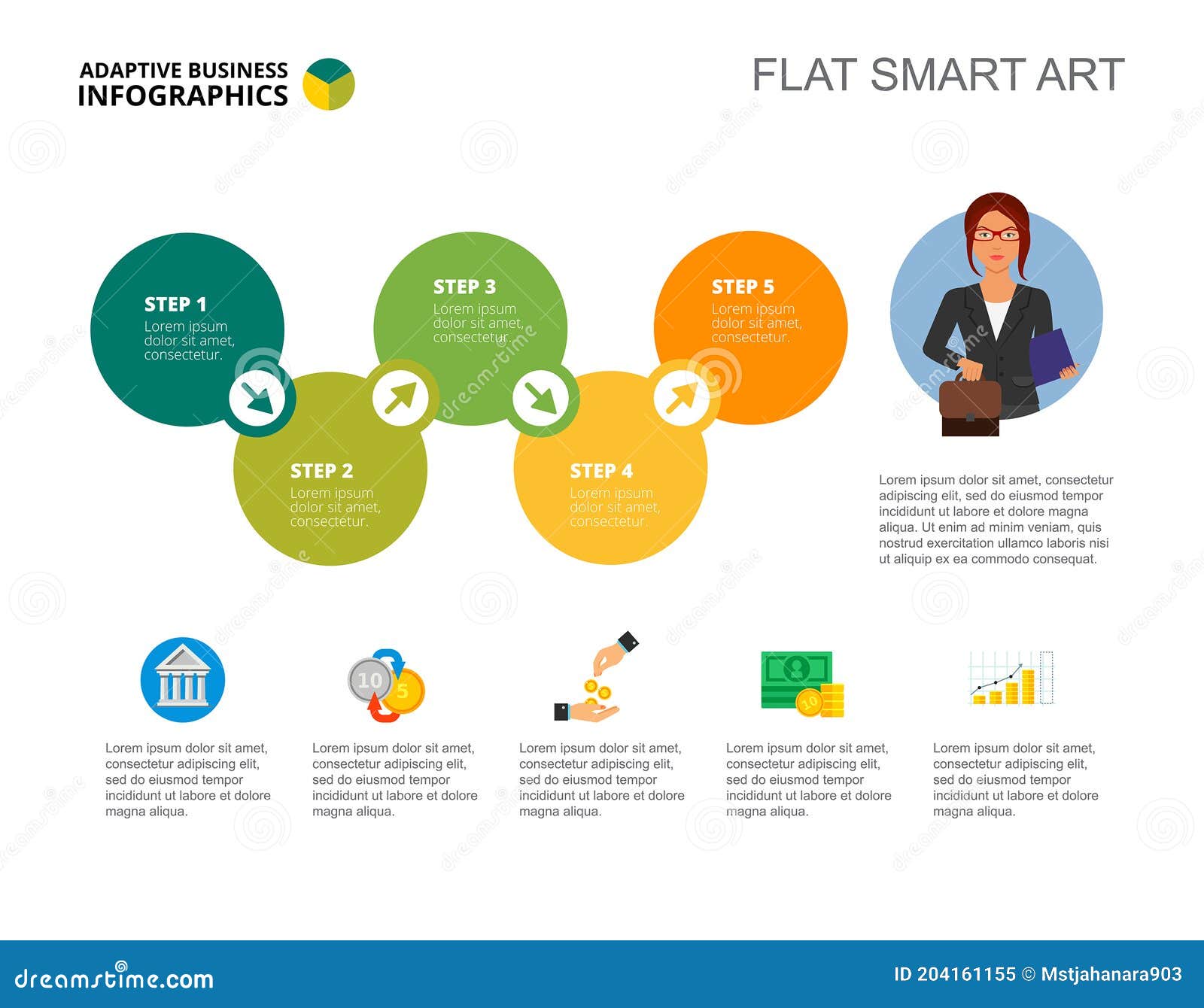 Five Steps Planning Slide Template Stock Vector - Illustration of icon ...