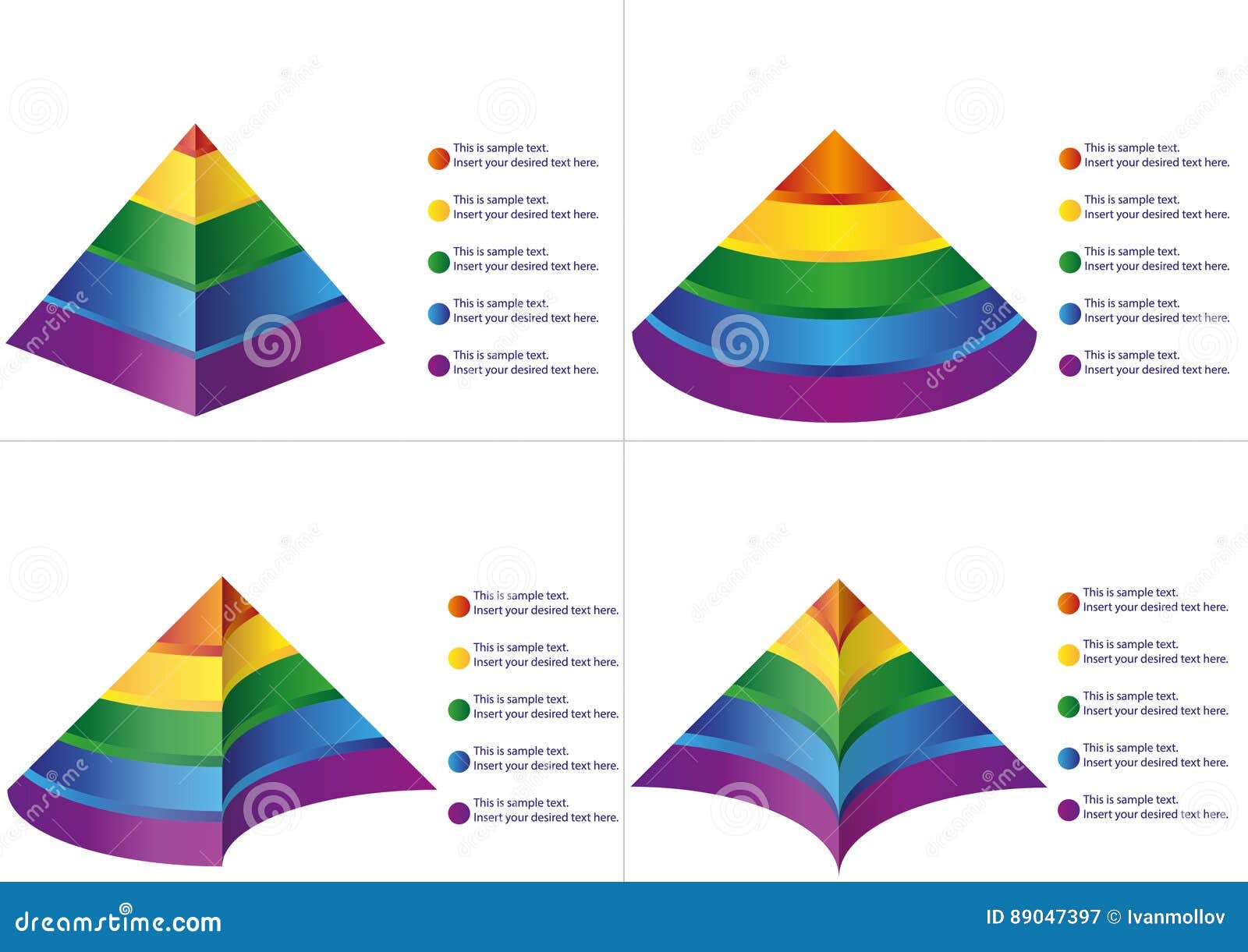 Five Steps Pyramid Diagram stock vector. Illustration of number - 89047397