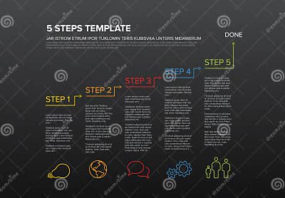 Five Steps Sequence Template Infographic Stock Vector - Illustration of ...