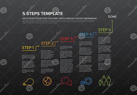 Five Steps Sequence Template Infographic Stock Vector - Illustration of ...