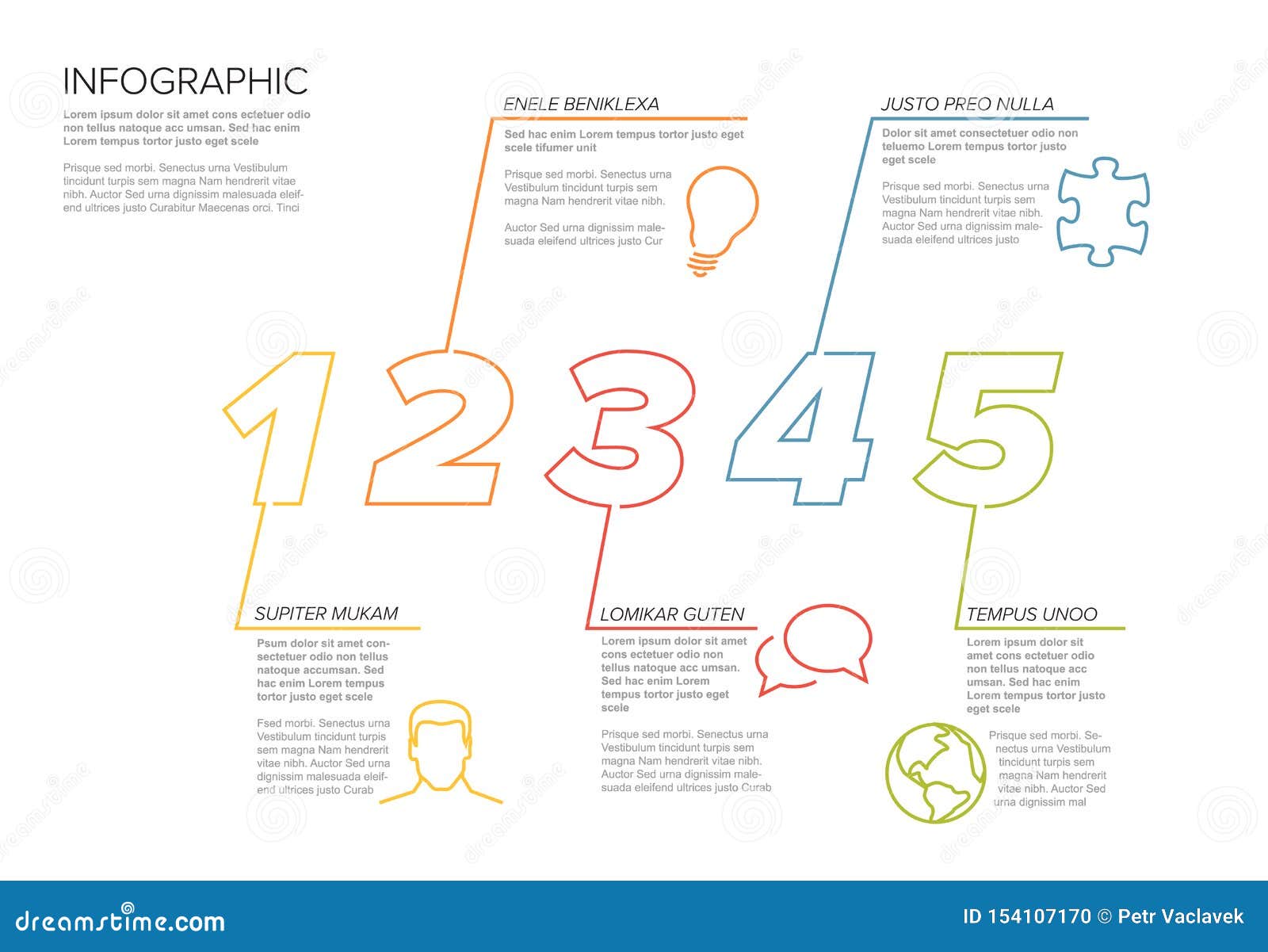 Five Steps Sequence Template Infographic Stock Vector - Illustration of ...